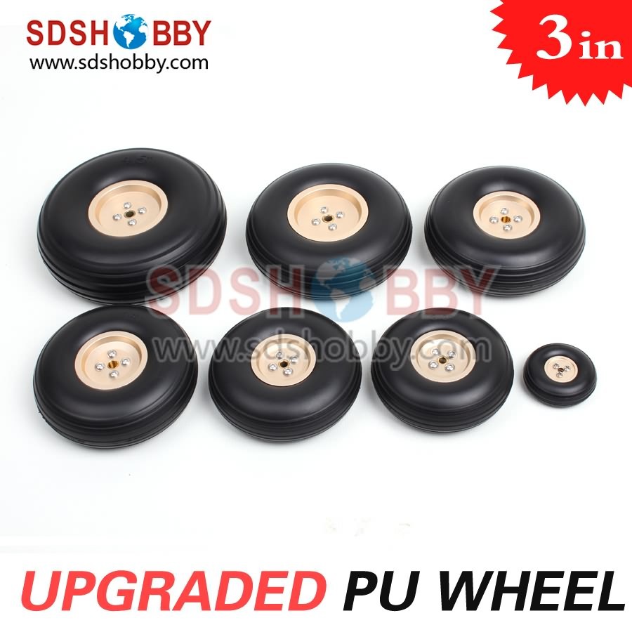 3in/77mm PU Wheels RC Airplane Wheels Upgraded PU Wheels With Golden ...